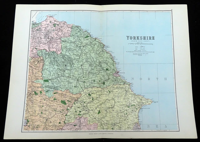 ANCIEN CARTE DE Nord Yorkshire Coast Scarborough Whitby Bridlington ...