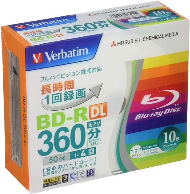 VERBATIM SINGLE RECORDING Blu-ray Disc BD-R DL 50GB 10 Sheets $42.71 ...