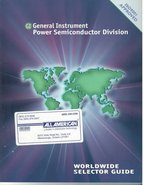VINTAGE 1996 GENERAL Instrument Power Semiconductor Worldwide Selector ...