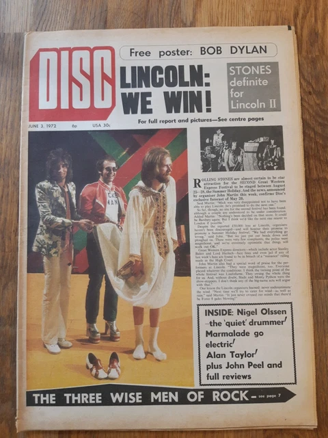 DISC NEWSPAPER JUNE 3rd 1972 Elton John Rod Stewart cover Bob Dylan Poster EUR 22,60 - PicClick FR