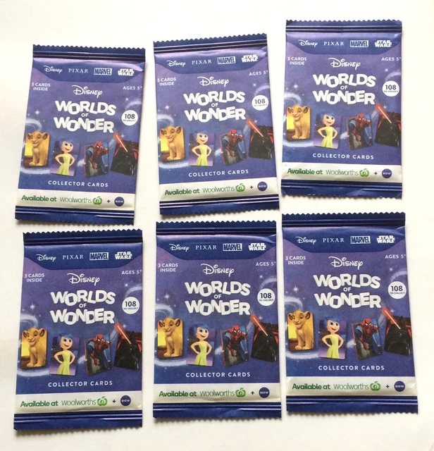 DISNEY WORLDS OF Wonder Collector Cards Woolworths 2024 - 6 packs New ...