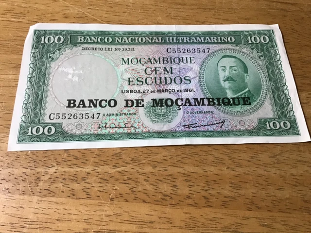 BANK NOTE MOCAMBIQUE Banco De mocambique 100 Escudos 1961 £1.00 - PicClick UK
