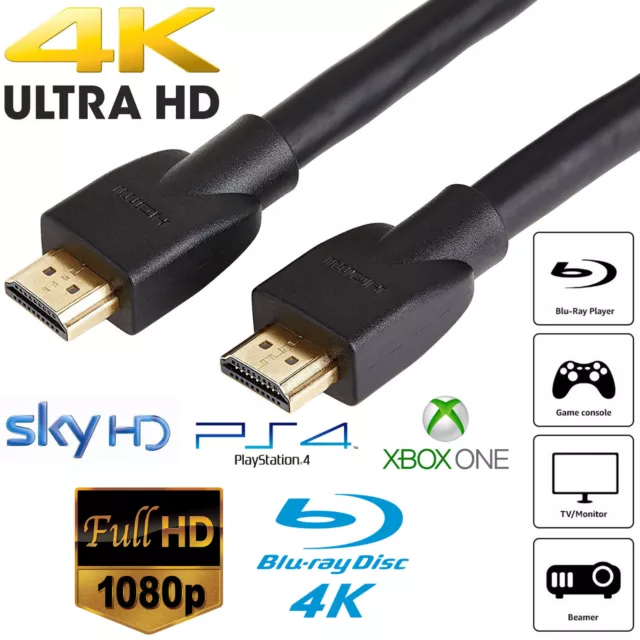 PREMIUM ULTRAHD HDMI CABLE HIGH SPEED 4K 2160p 3D LEAD 1m/2m/3m/4m/5m/7m/10m/15m £3.45 - PicClick UK
