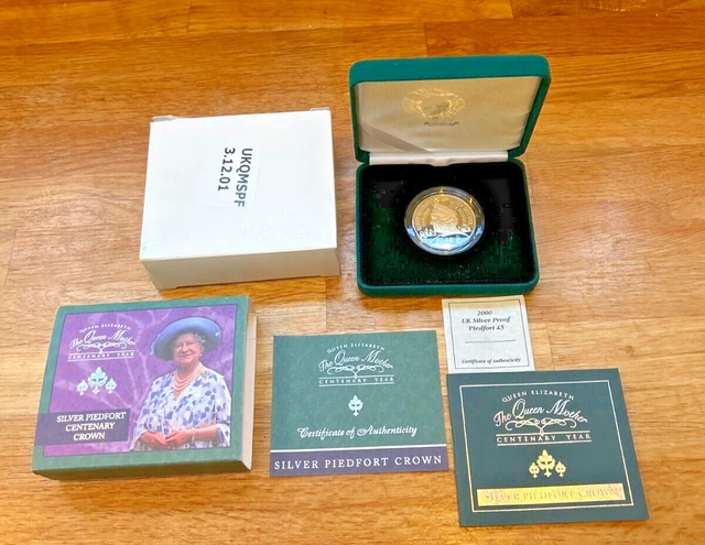 2000 THE QUEEN Mother Centenary year UK Silver Proof Piedfort Five ...