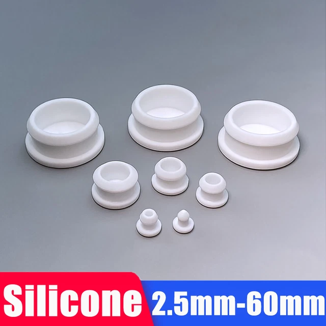 WHITE SNAP-ON HOLE Plug Silicone Rubber Blanking Seal Bung Pipe Tube 2 ...