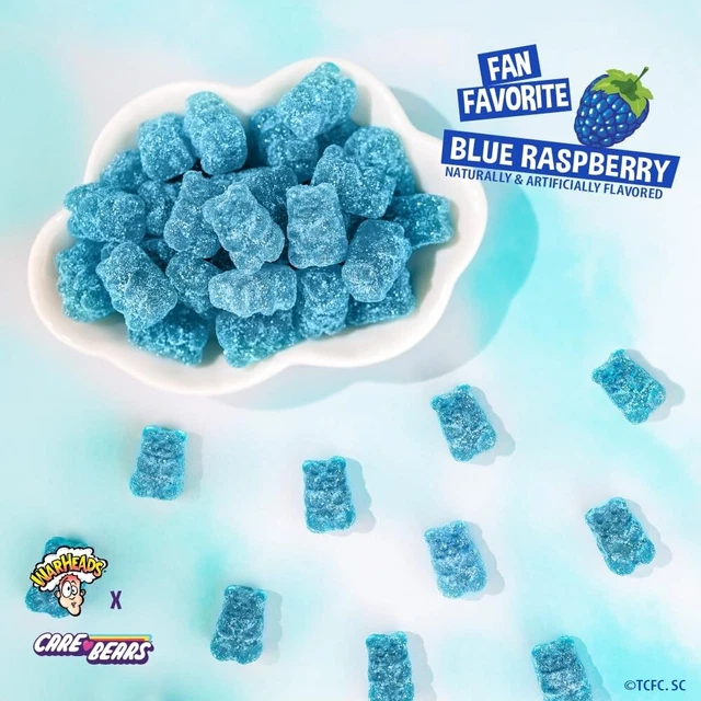 WARHEADS SOUR GRUMPY Gummy Bears 2 Pound Blue Raspberry Candy Gummies ...
