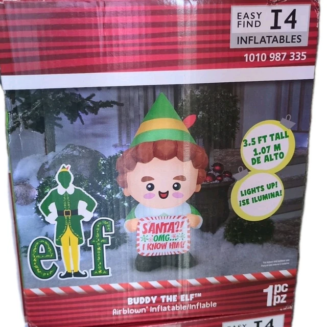 BUDDY THE ELF Airblown Inflatable 3.5 ft LED Gemmy 2024 Santa OMG I ...