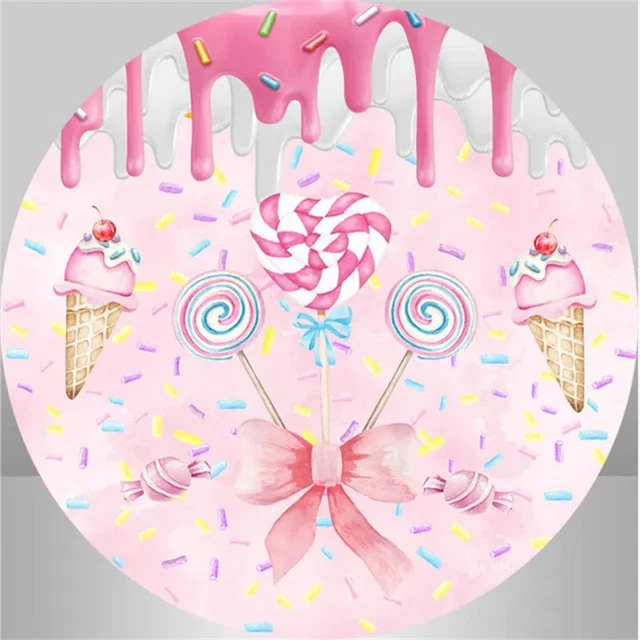 ICE CREAM LOLLIPOP Pink Round Birthday Backdrop Kit $38.01 - PicClick AU