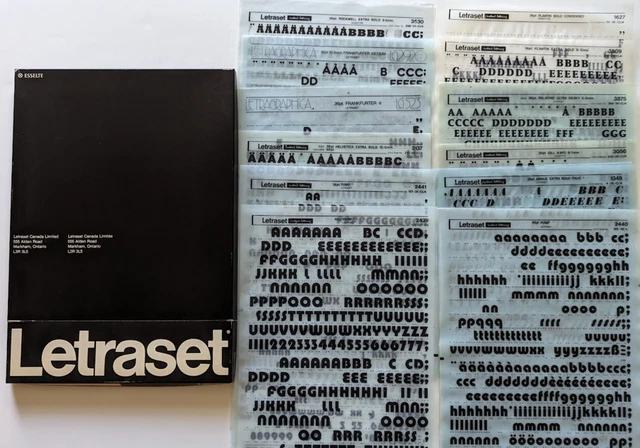12 LETRASET LETTERING Bold Lot Monotype Mixed Font Sheets 36pt & 48pt ...