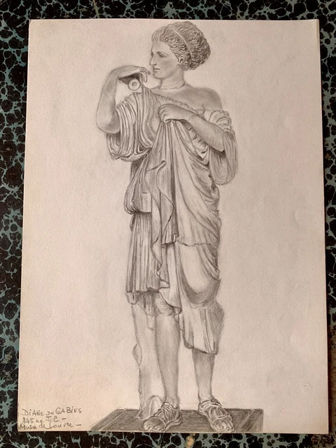 DESSIN ANCIEN AU Crayon Original Pencil Antique Drawing EUR 12,00 ...