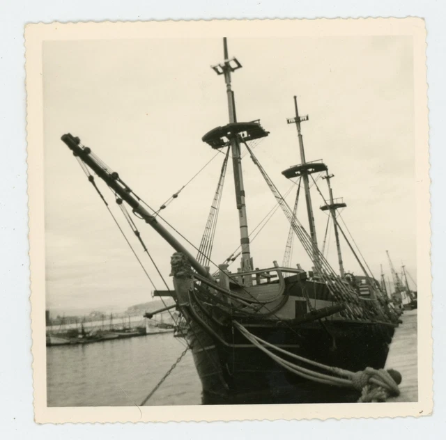 PHOTO SNAPSHOT 1948 // Une balancelle // bateau à quai navire 3 mats ...