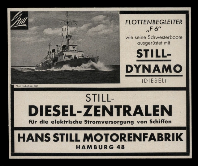 ALTE WERBUNG REKLAME 1938 Hans Still Motorenfabrik Hamburg ...