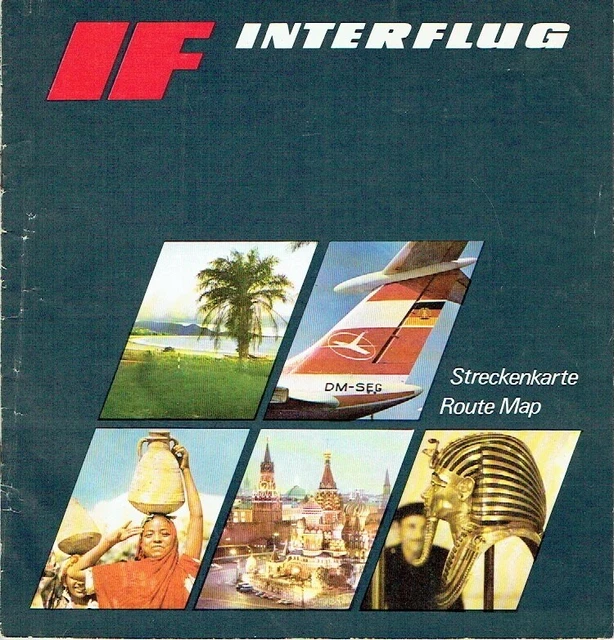 INTERFLUG OF THE GDR aviation routes route map route map 1977 £9.69 ...