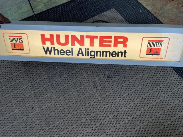 VINTAGE HUNTER WHEEL Alignment Illuminated Metal Sign Rare Setup Retro ...
