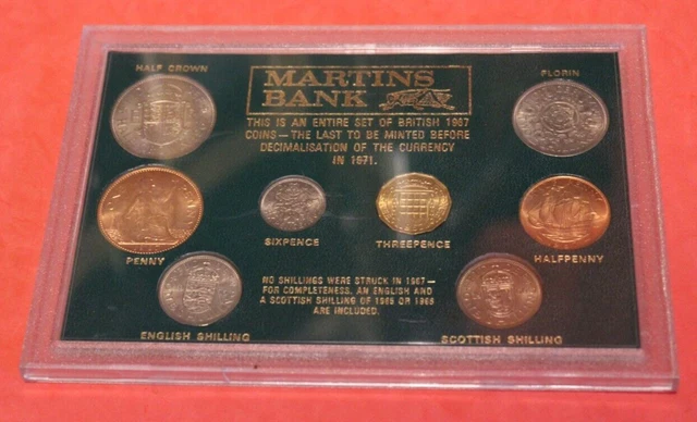 1966 1967 UK Pre Decimal Queen Elizabeth II 8 Coin Year Set in Case ...