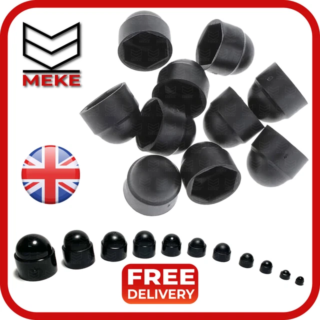 BLACK BOLT CAPS Nylon Nut Cover Dome M4 M5 M6 M8 M10 M12 M14 M16 M18 ...
