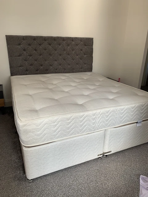 SUPER KING BED With Drawers, Mattress and Grey Headboard £300.00 ...