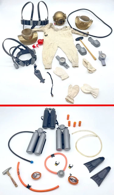 ACTION MAN DEEP Sea Diver Navy Frogman Helmet Suit Mask Oxygen Tanks ...