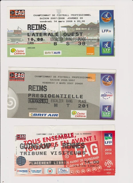 1 X TICKET collection EA Guingamp - Stade Reims 02/03/2007 Ligue 2 EUR ...