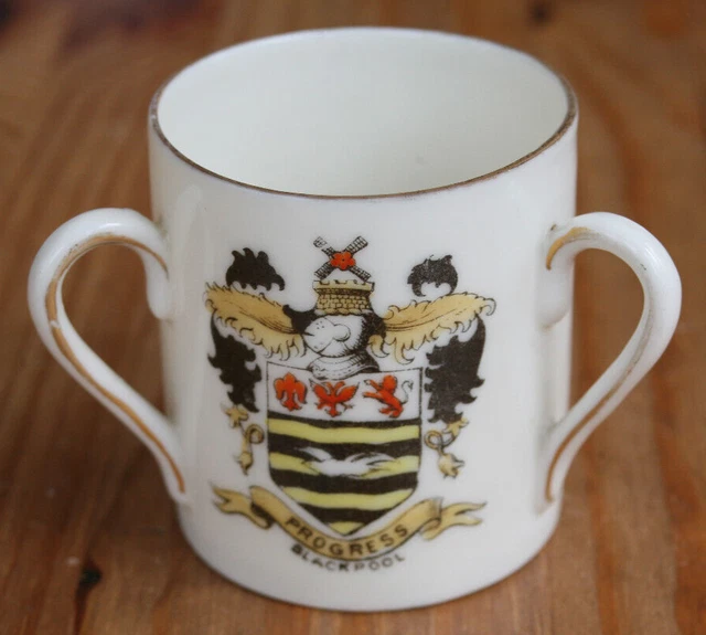 VINTAGE RARE GEMMA crested ware, Progress Blackpool 3 handle cup. £12. ...