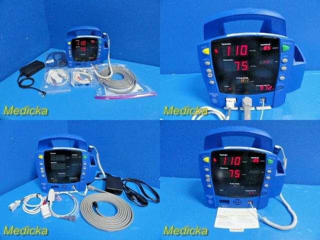 GE DINAMAP PROCARE 400 Masimo Set SpO2 Monitor W/ NEW BATTERY, Leads ...