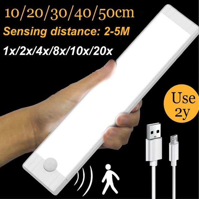 STRIP LIGHT LED PIR Motion Sensor USB Rechargeable Magnetic Cabinet ...