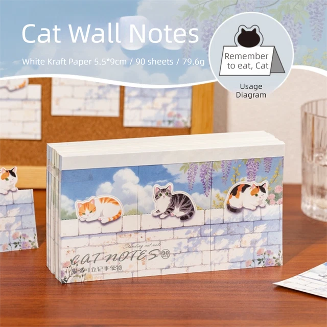 90 SHEETS/PACK CARTOON Cat Sticky Notes Daily Series Planner Sticker ...