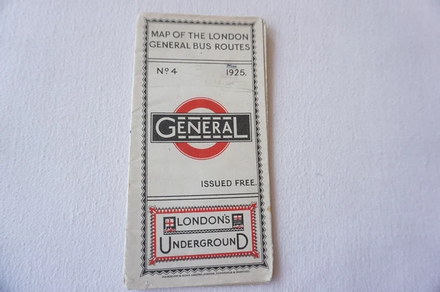 1925 NO. 4 Map of London General Bus Routes London Underground £31.99 ...