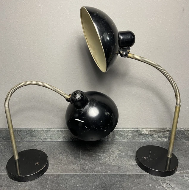 2X KAISER IDELL Arbeits Leuchte Schwanenhals Tisch Lampe 6561 ? Vintage ...