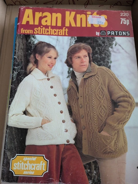 VINTAGE PATONS KNITTING pattern book 220. Aran Knits, Stitchcraft 16 ...
