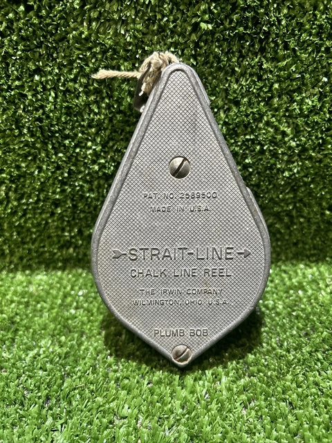 RARE (UK) IRWIN strait-line chalk line reel vintage From USA Plumb Bob ...