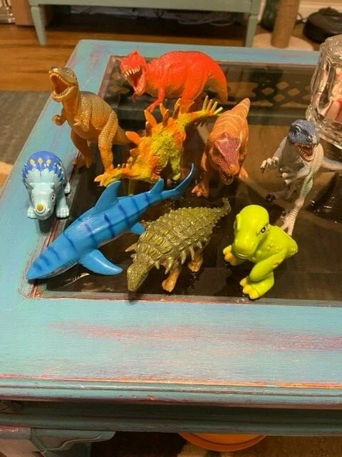 LOT OF 7 Mixed Dinosaurs T-Rex,Velociraptor, Allosaurus, Brachiosaurus ...