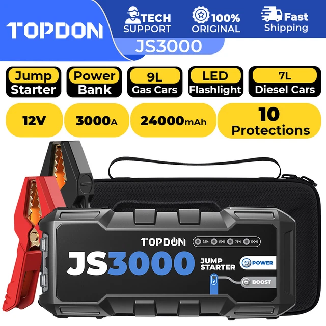 TOPDON BOOSTER JS3000 Pro 3000Amp 12 Volt Safe Protection Lithium Jump Starter £121.99 - PicClick UK