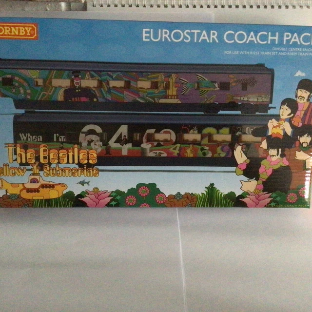 HORNBY R40001 BEATLES yellow submarine eurostar coach pack OO gauge £ ...