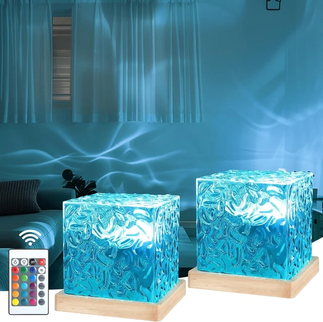 2X CUBE NORTHERN Lights Water Wave Night Light w/Remote LED Atmosphere ...