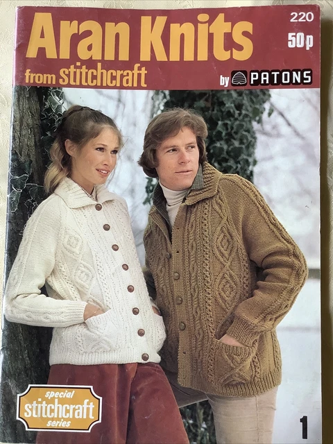 PATONS ARAN KNITTING pattern book 220, from Stitchcraft. 16 family designs £5.00 - PicClick UK