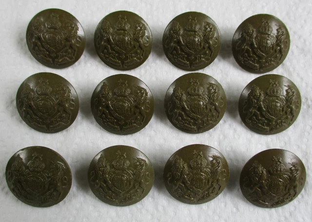 12X BRITISH ARMY:&GENERAL SERVICE BUTTONS" (25mm, WW2 Bakelite War ...