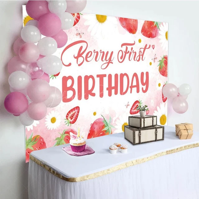 LOFARIS STRAWBERRY GIRL First Sweet Birthday Party Backdrop $37.90 ...