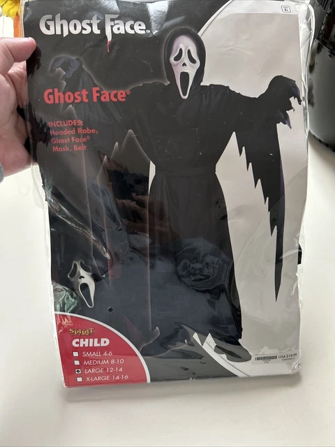 SPIRIT HALLOWEEN CHILD Ghost Face Scream Costume Large 12-14 $24.95 ...