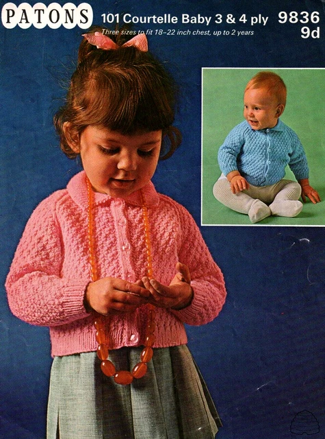 PATONS 3 PLY & 4 ply KNITTING PATTERN, Baby Boys Girls Cardigans £0.85 ...
