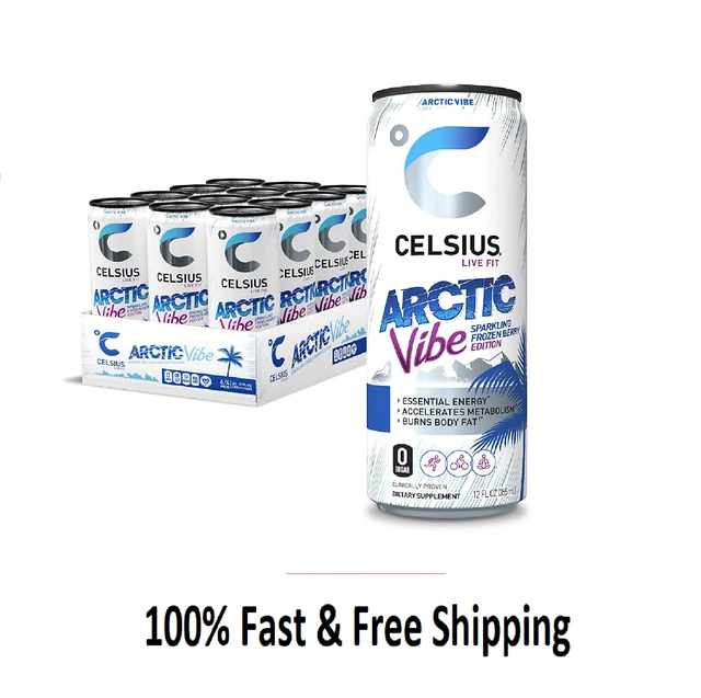 CELSIUS ESSENTIAL ENERGY Drink 12 Fl Oz, Arctic Vibe Sparkling Frozen ... CELSIUS ESSENTIAL ENERGY Drink 12 Fl Oz, Arctic Vibe Sparkling Frozen ...