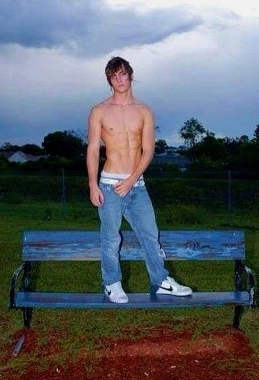 Shirtless Male Beautiful Physique Beefcake Shaggy Hair Jock Hunk Photo