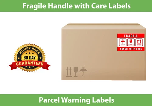 HANDLE WITH CARE Fragile Parcel Labels Postage Stickers Permanent Self ...