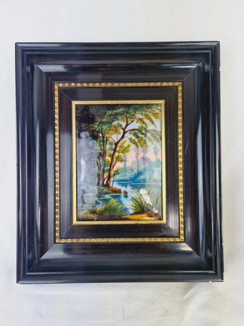 R. RESTOUEIX EMAUX De Limoges Ancien Tableau Paysage En Email Signé EUR ...