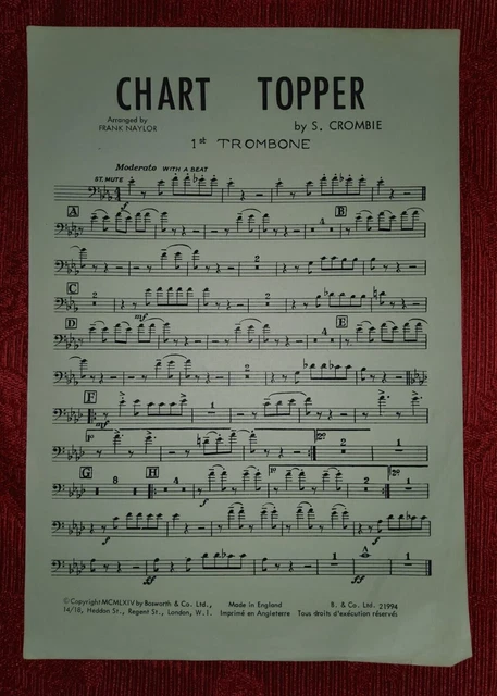 CHART TOPPER/THE TWANGER spartiti per 1° trombone. Ref00074 EUR 17,72 ...
