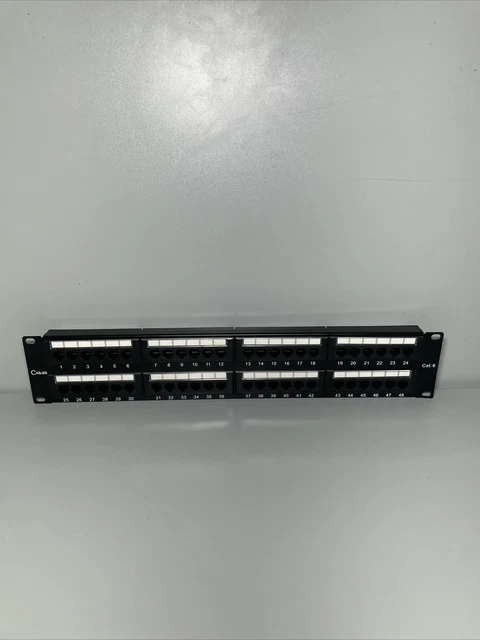 48 PORT CAT6 Patch Panel 2U Rack & Wall Mount Ethernet UTP Keystone ...