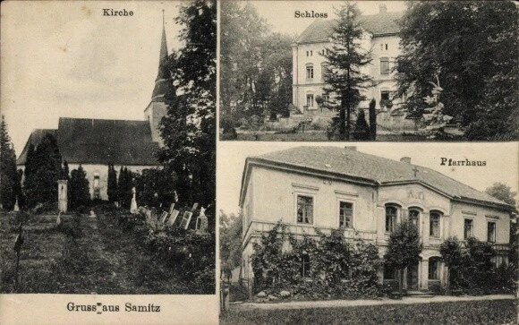 AK ZAMIENICE SAMITZ Kreis Goldberg Schlesien, Pfarrhaus, Schloss ...
