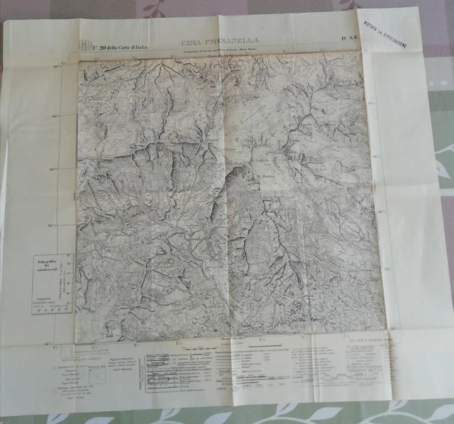 OLD MAP MAP Cima Presanella f 20. 1931. Military. £12.82 - PicClick UK