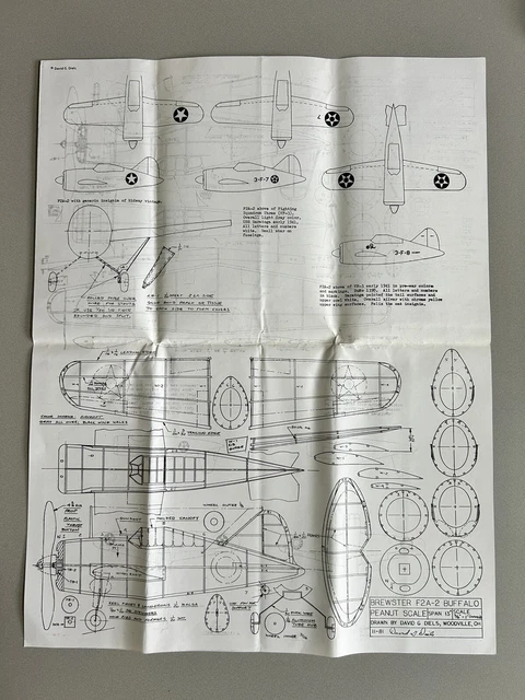 BREWSTER F2A-2 BUFFALO & Vultee Vanguard P-66 doppelseitiger Modellplan ...
