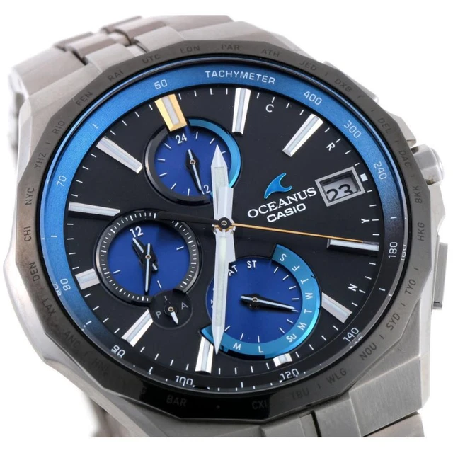 CASIO OCEANUS MANTA Tough Solar OCW-S5000E-1AJF Blue Dial Titanium Mens ...